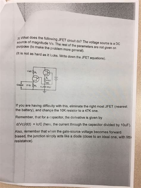 Solved What Does The Following Jfet Circuit Do The Voltage