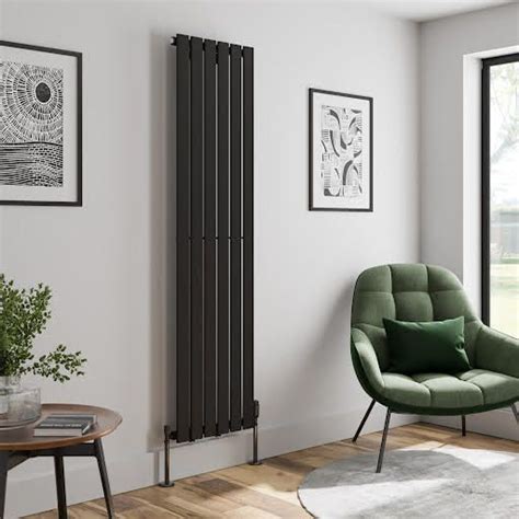 Duratherm Vert Single Flat Panel Designer Radiator 1800x455 Black