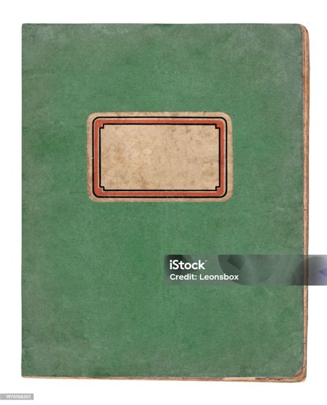 Vintage Green School Book With A Blank Name Label Isolated On A White