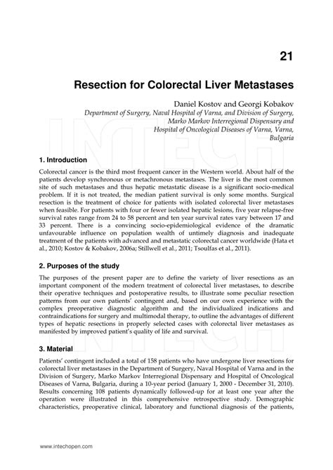 Pdf Resection For Colorectal Liver Metastases