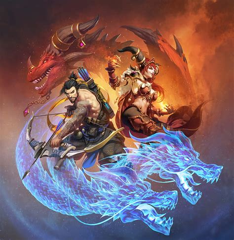 드미트리 프로 조 로프 그림 폭풍의 영웅 워크래프트 오버 워치 Alexstrasza Hanzo 오버 워치 여자