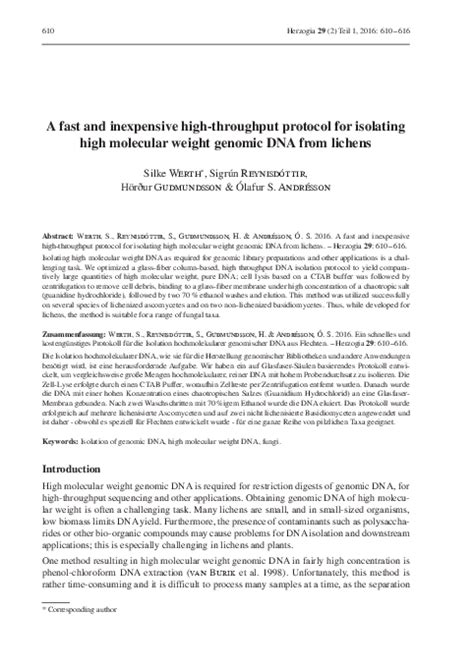 Pdf A Fast And Inexpensive High Throughput Protocol For Isolating High Molecular Weight