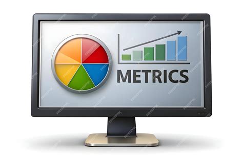 3d vector computer monitor with metrics pie chart concept on white