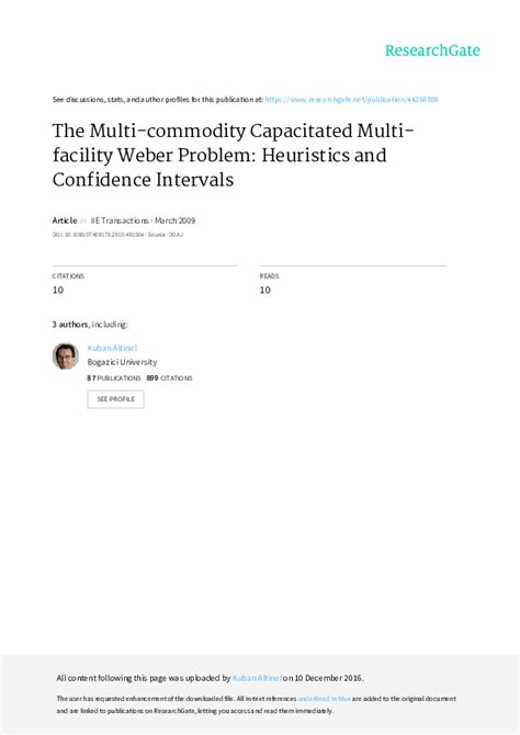 Pdf The Multi Commodity Capacitated Multi Facility Weber Problem