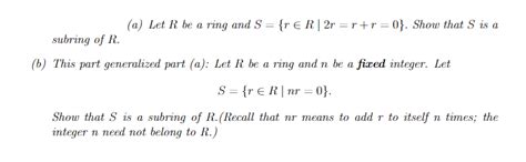 solved a let r be a ring and s {r∈r∣2r r r 0} show that s