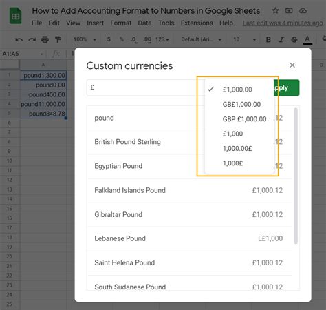 4 Ways To Add Accounting Format To Numbers In Google Sheets Ok Sheets