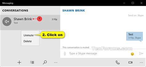 Mute Conversation Notifications From Messaging App In Windows 10 Tutorials