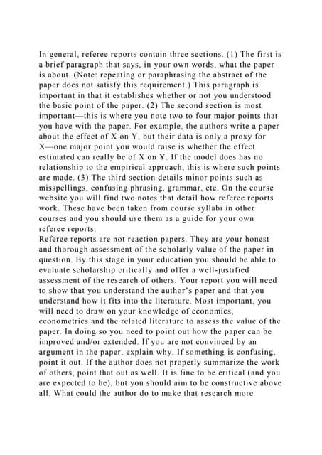 In General Referee Reports Contain Three Sections 1 The First Isdocx