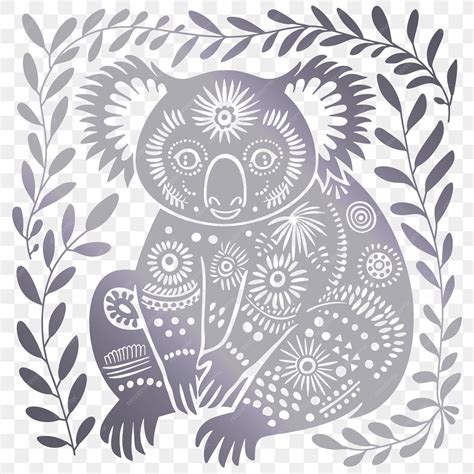Premium Psd Psd Vector Koala Frame Art With Eucalyptus Leaves And Aussie Patterns Fo Scribble