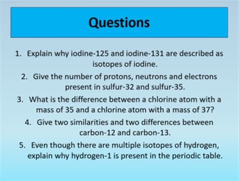 Gcse Aqa Chemistry C1 Isotopes Powerpoint Teaching Resources