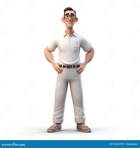 3d render cartoon of adult figure on white background stock