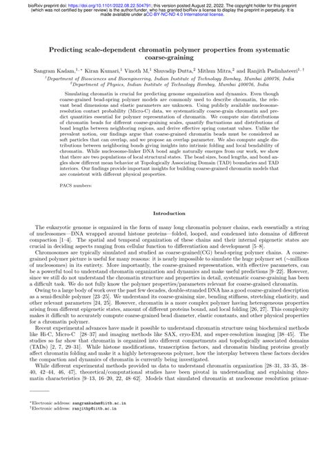 Pdf Predicting Scale Dependent Chromatin Polymer Properties From Systematic Coarse Graining