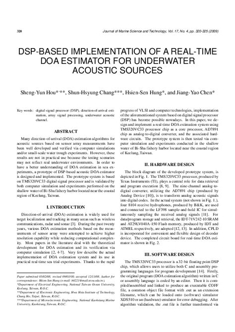 Pdf Dsp Based Implementation Of A Real Time Doa Estimator For Underwater Acoustic Sources