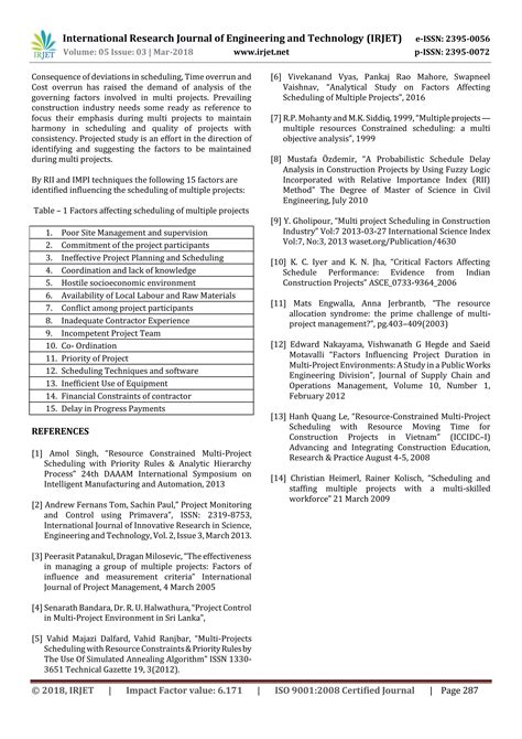 irjet review factors affecting scheduling of multiple projects pdf