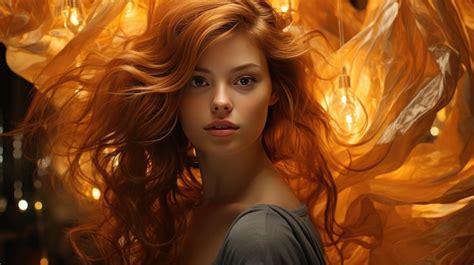 Premium Ai Image Fiery Redhead Amidst Ethereal Glow And Enchanting Sparks
