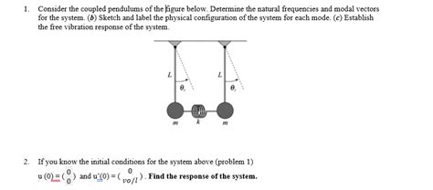 Solved 1 Consider The Coupled Pendulums Of The Figure