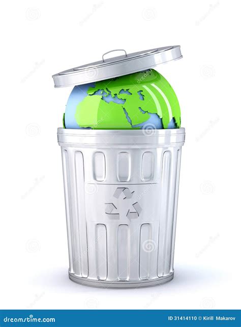 Earth Globe In A Recycle Bin Stock Illustration Illustration Of