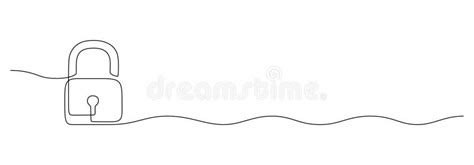 One Continuous Line Drawing Of Padlock Outline Symbol Password Lock