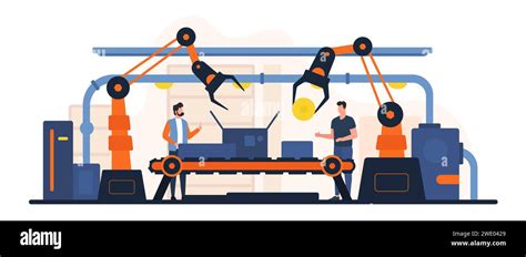 Assembly Production Process On Automatic Smart Conveyor Using Robotic