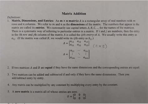 Matrix Addition Subtraction And Multiplication Math 1330 Ttu