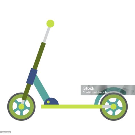 스쿠터 교통 만화 캐릭터 측면 보기 벡터 일러스트 레이 션 2차 도형에 대한 스톡 벡터 아트 및 기타 이미지 2차 도형