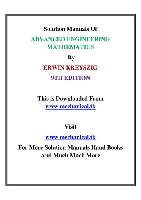 Solution Manual Of Advanced Engineering Mathematics By Erwin Kreyszig