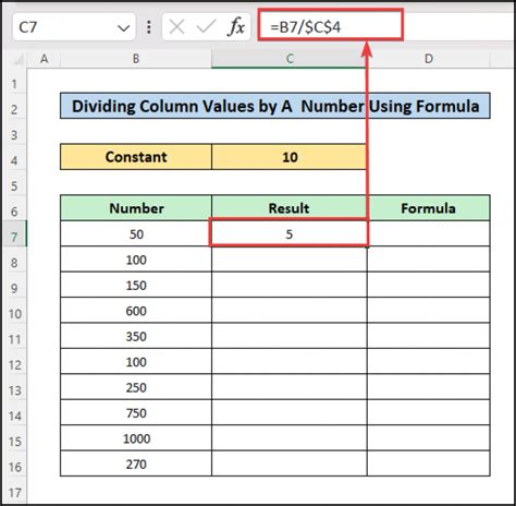 Division Formula In Excel For Multiple Cells Suitable Examples
