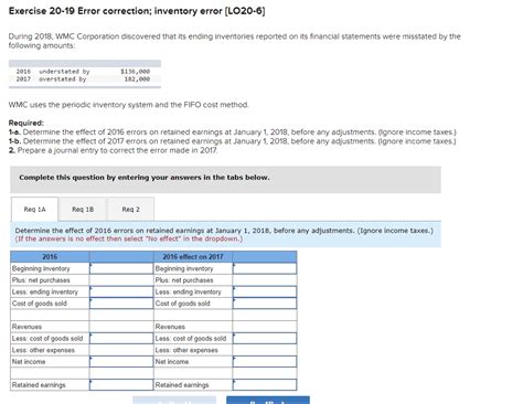 solved exercise 20 19 error correction inventory error