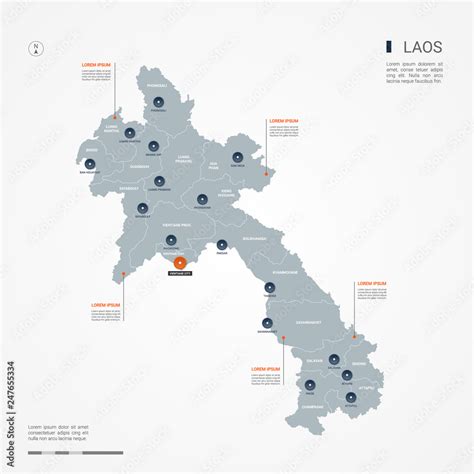 Laos Map With Borders Cities Capital And Administrative Divisions
