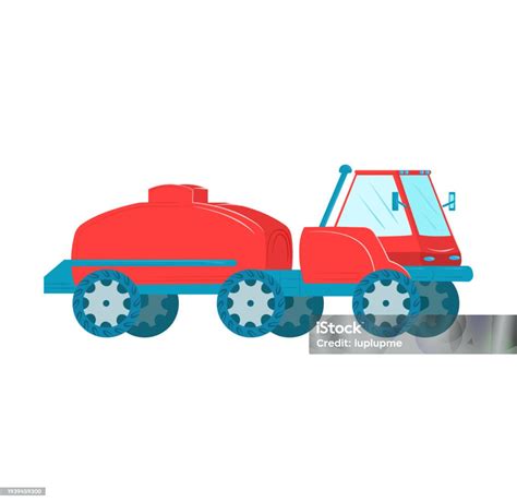 큰 바퀴가 달린 빨간 농장 트랙터 흰색 배경에 측면도 농업용 농업 기계 현대 농업 장비 벡터 일러스트 레이 션 농업에 대한 스톡