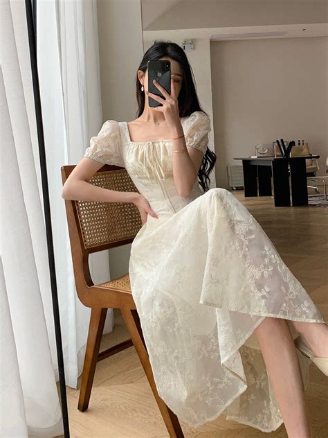 자카드 롱 드레스 여성용 스위트 레트로 부드러운 허리 슬리밍 봄 여름 2023 신상품 0319 Aliexpress