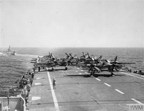 Aircraft On Board The Carrier Hms Vengeance May 1950 At Sea