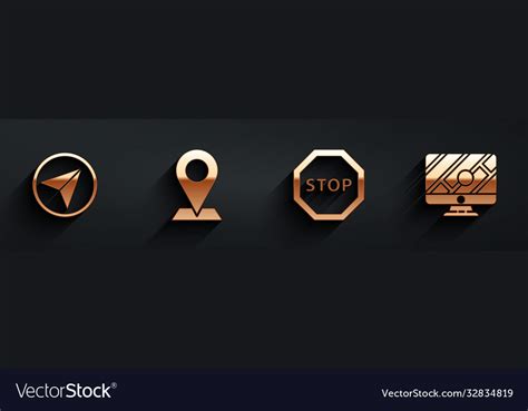 Set Infographic City Map Navigation Location Vector Image