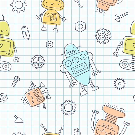 Printable Robot Patterns Pattern Of The Toy Robots Poster By