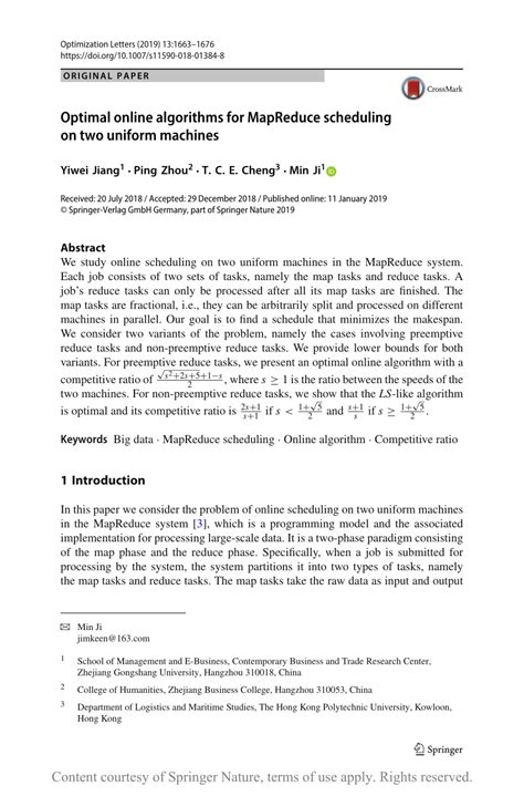 Optimal Online Algorithms For Mapreduce Scheduling On Two Uniform
