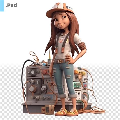 Sexy Girl In Overalls And A Cowboy Hat Standing Next To An Electric