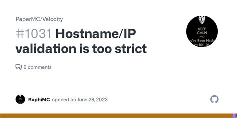 Hostnameip Validation Is Too Strict · Issue 1031 · Papermcvelocity · Github
