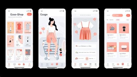 Fashion Shopping App Interface Showcasing Clothing Options Premium Ai