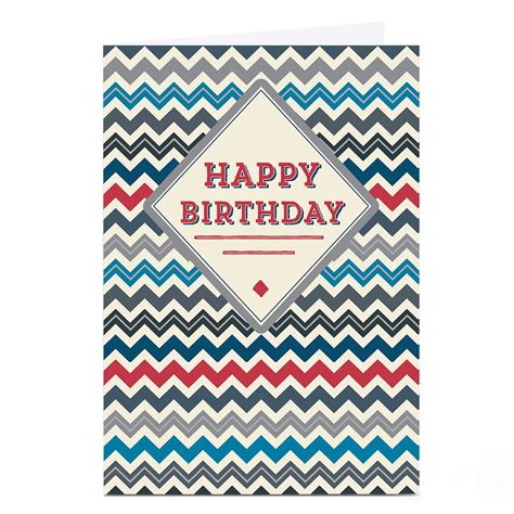 Buy Personalised Birthday Card Zigzag Background For Gbp 199 Card