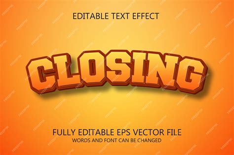 premium vector closing 3d editable text style effect