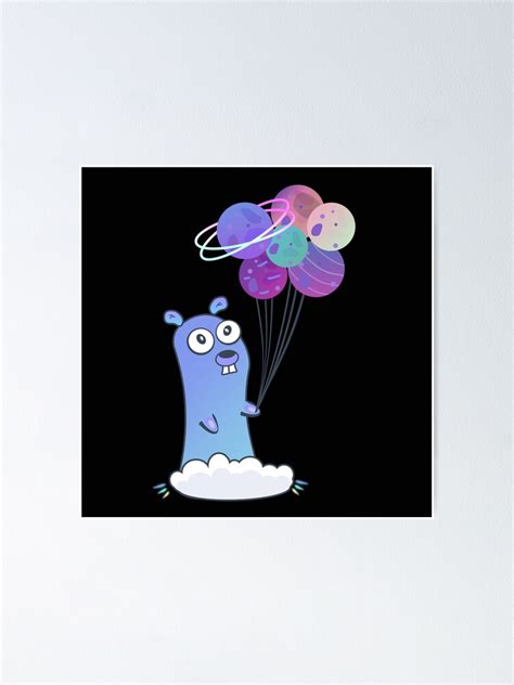 Golang Gopher In Space With Planets Like Bubbles Poster By Karinkasvit Redbubble
