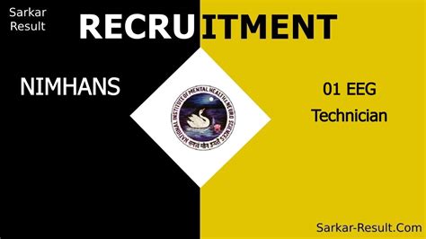 Nimhans Recruitment 2024 Eligibility Walk In Interview For 01 Eeg Technician Download Pdf