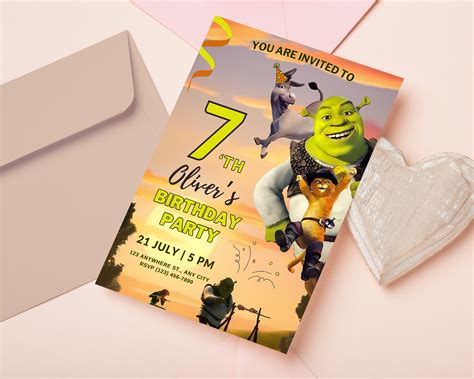 Editable Shrek Birthday Invitation Digital Printable Shrek Birthday