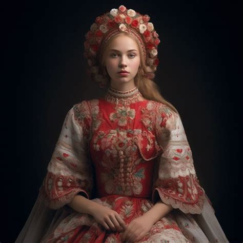 Образ русской красавицы сгенерированный нейросетью Этнические наряды Платье из платка Модные