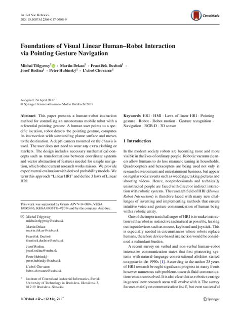 Pdf Foundations Of Visual Linear Humanrobot Interaction Via Pointing Gesture Navigation