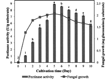 Time Course Profiles Of Pectinase Production And Fungal Growth By A Download Scientific