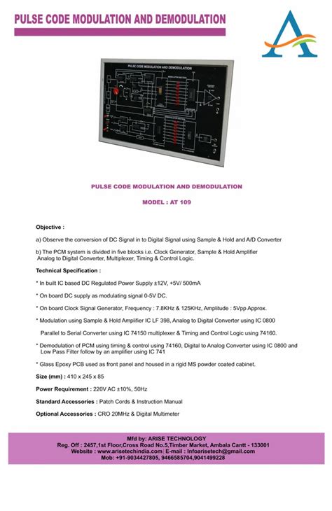 Pulse Code Modulation And Demodulation Pcm Trainer Kit At ₹ 7500 Piece Ambala Id 19367280130