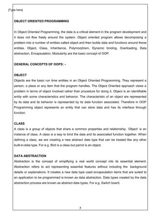 OOP Lab Manual Btech In Cse Kerala Technological University DOCX