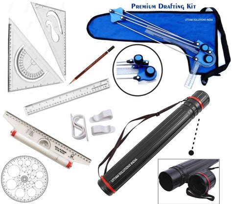 Uttam Mini Drafter Sheet Holder Box Roller Scale Pro Circle For Engineering Drawing Drafting