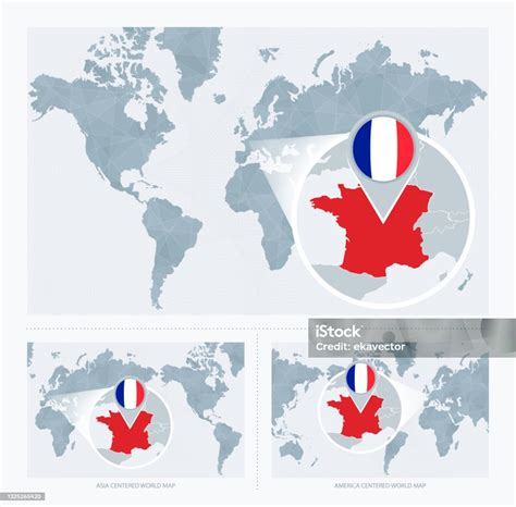 세계의지도 프랑스의 국기와지도와 세계지도의 3 버전을 통해 프랑스를 확대 0명에 대한 스톡 벡터 아트 및 기타 이미지 0명 기 방향 Istock